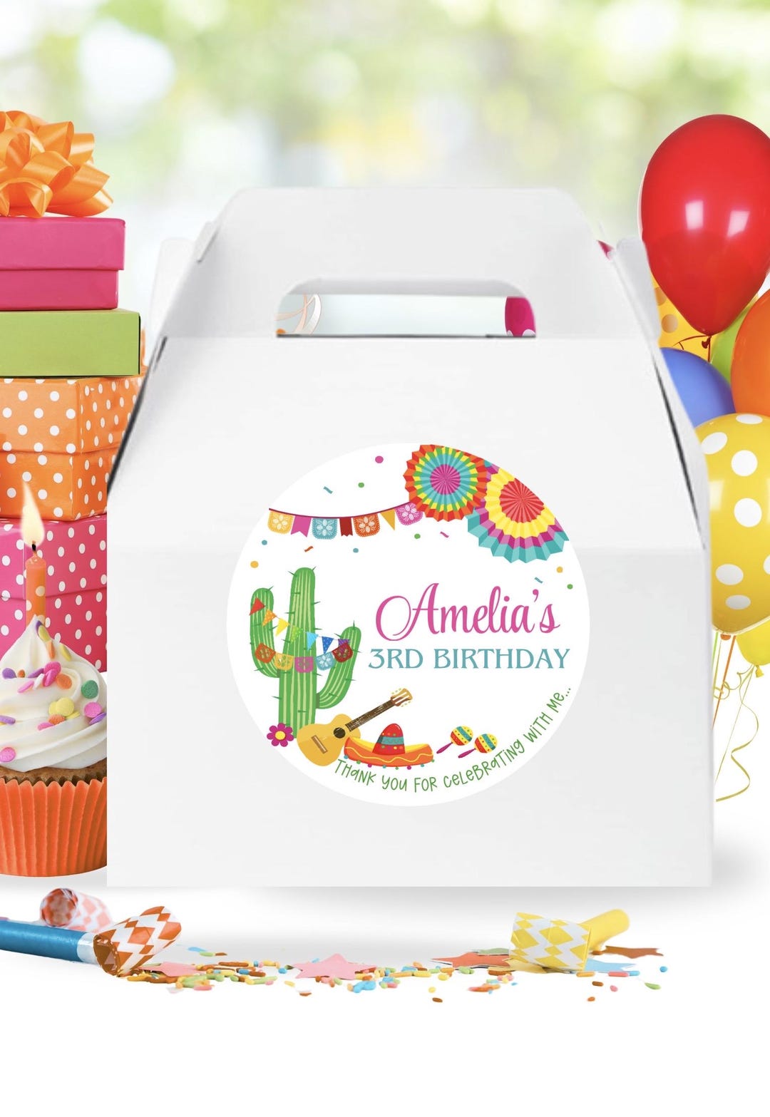 Fiesta Birthday Labels, Fiesta Favors Sticker, Fiesta Party Labels ...