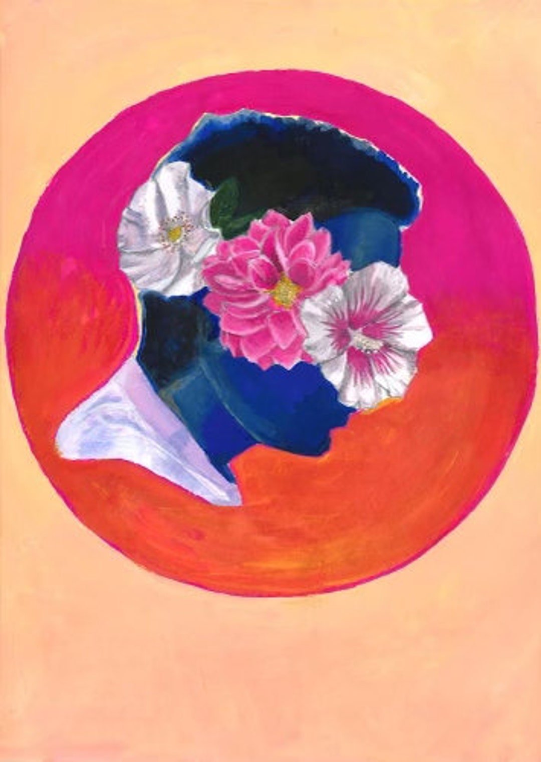 Art Print of Floral Portrait Flower Head Contemporary Art Vibrant Home ...