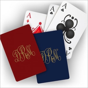 Set of 2 Personalized Playing Cards, Name or Monogram Game Cards, Gold ...