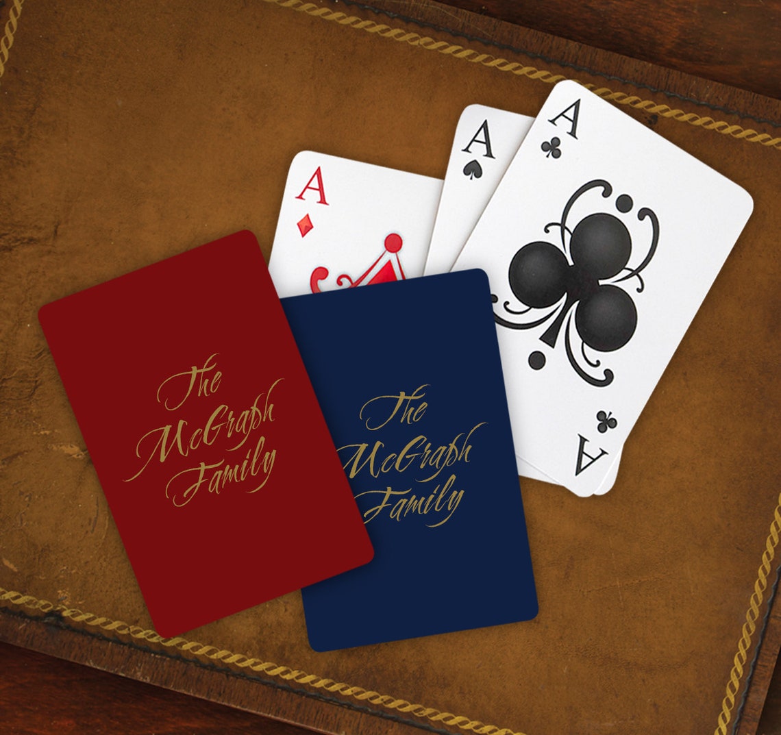 Set of 2 Personalized Playing Cards Name or Monogram Game | Etsy