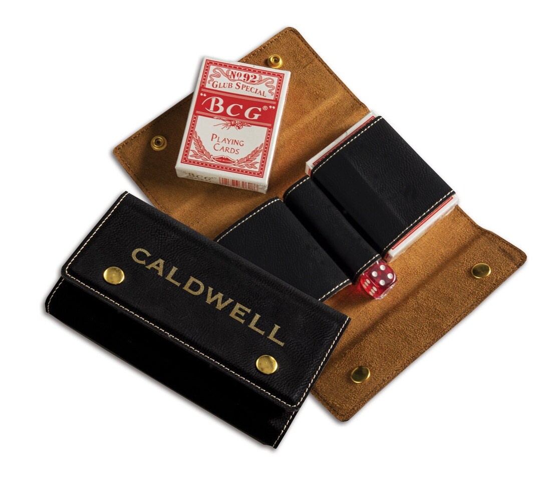 Card & Dice Set | Black Leather | Game Set | Personalized Game Night ...