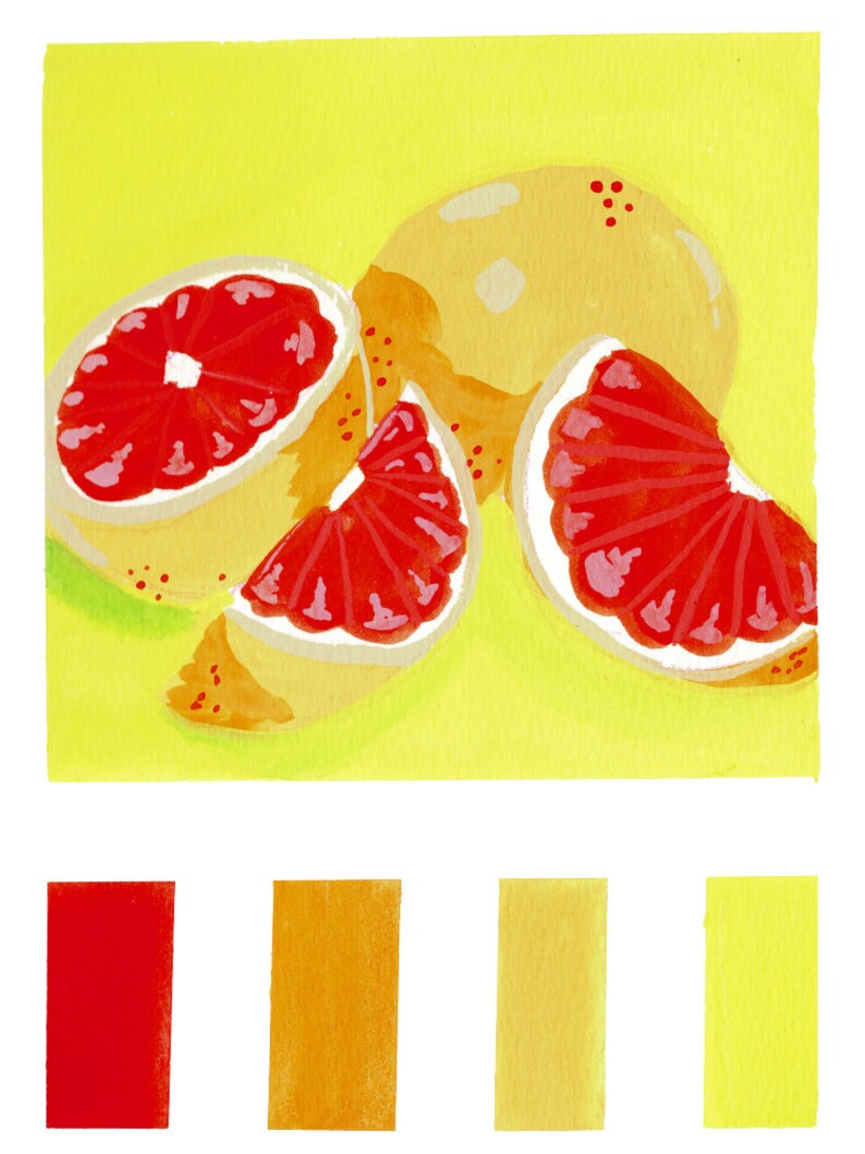 Electric Blood Orange, Art Print, Botanical Print, Original Painting - Etsy