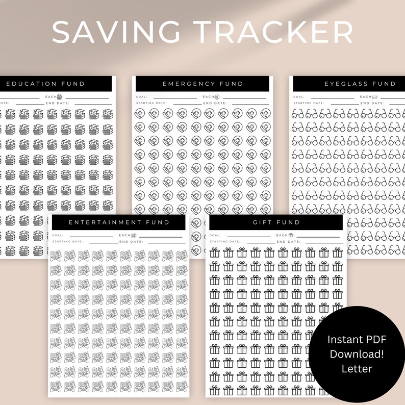 Savings Tracker Printable Savings Challenge Bundle Money Saving ...