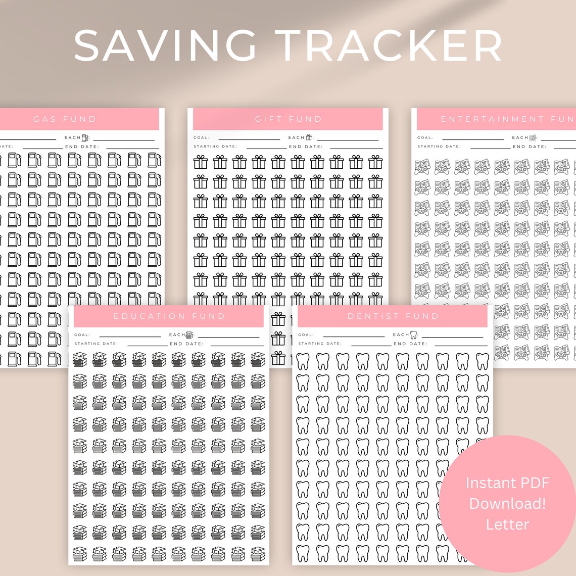 Savings Tracker Printable Savings Challenge Bundle Money Saving ...