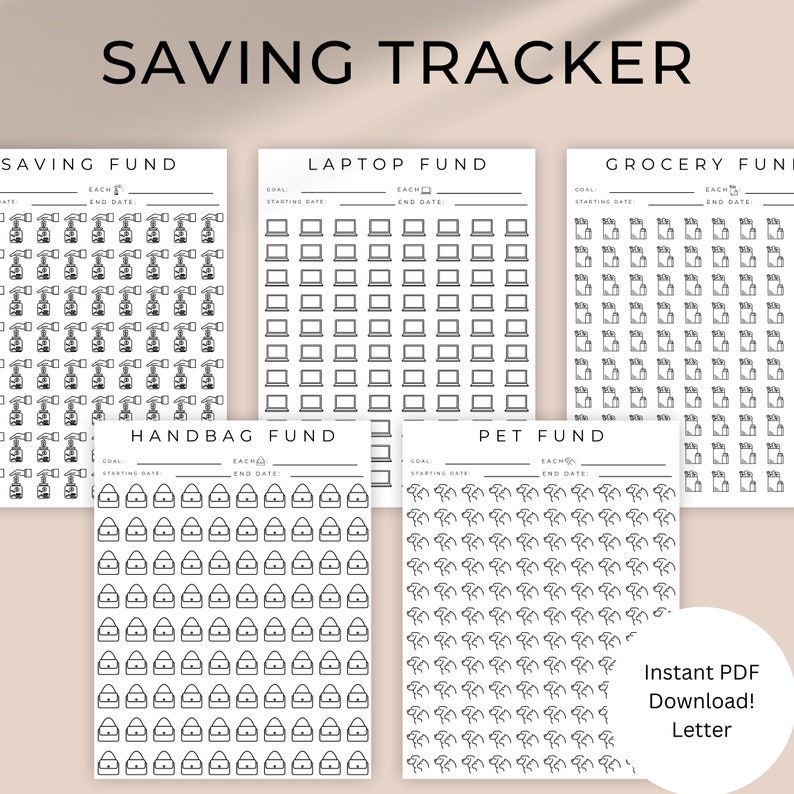 Savings Tracker Printable Savings Challenge Bundle Money Saving ...