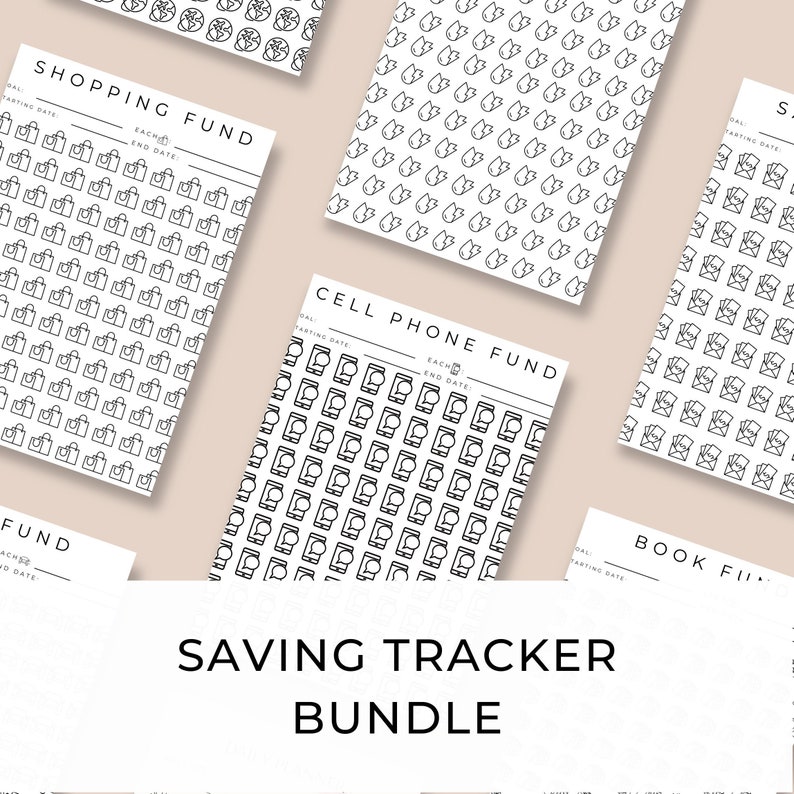 Savings Tracker Printable Savings Challenge Bundle Money Saving ...