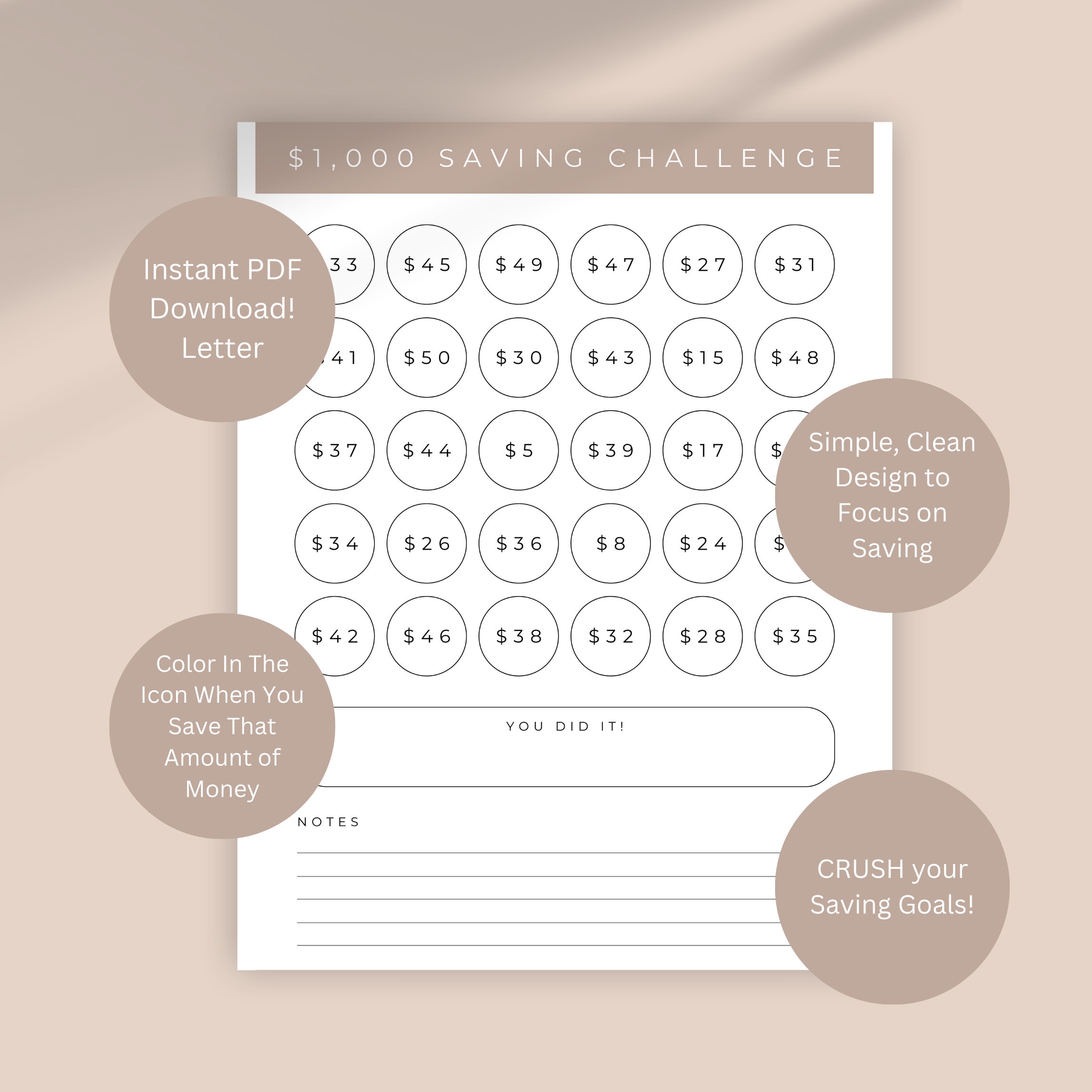 Tan Savings Challenge Bundle | 25 Printable Trackers (PDF) - Etsy
