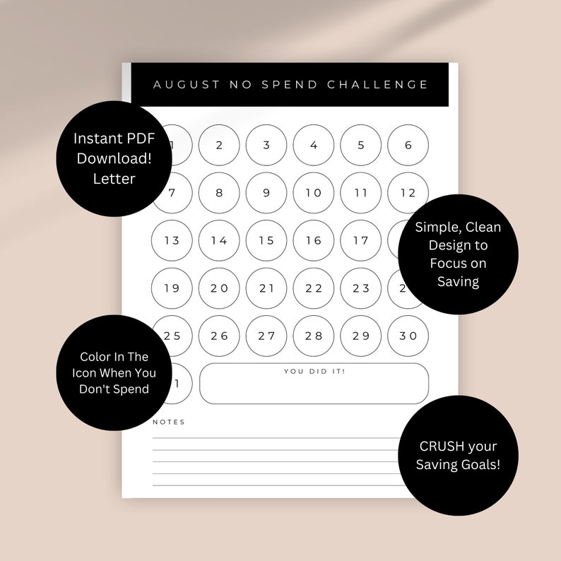 No Spend Tracker Savings Challenge Bundle No Spending Tracker PDF ...