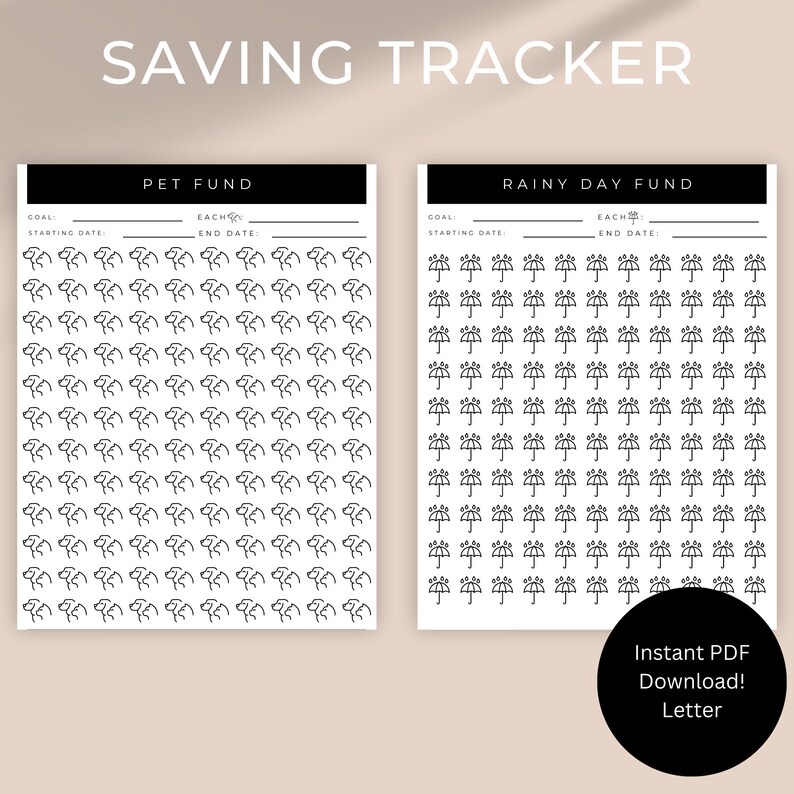 Savings Tracker Printable Savings Challenge Bundle Money Saving ...