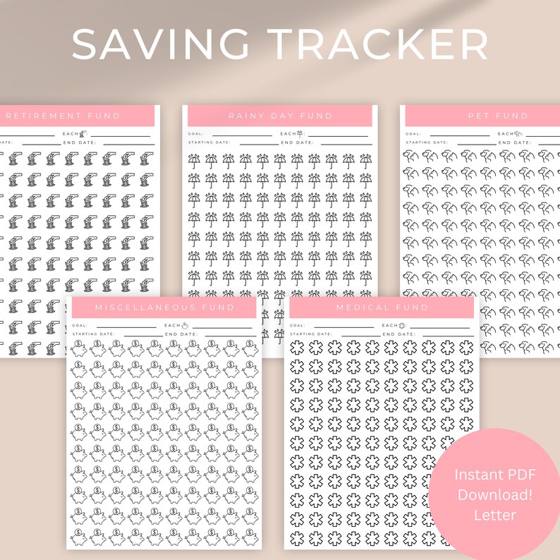 Savings Tracker Printable Savings Challenge Bundle Money Saving ...