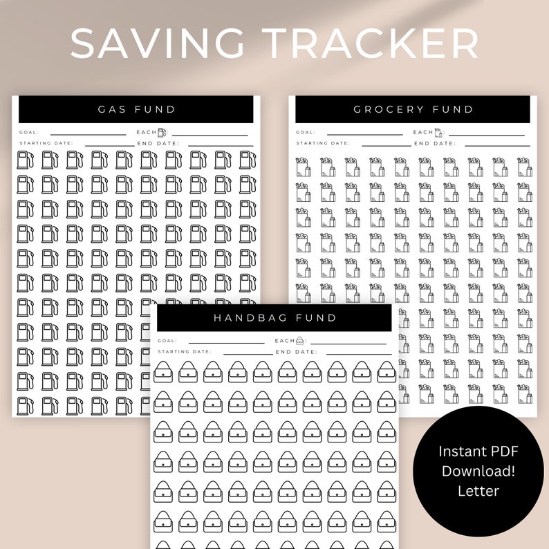 Savings Tracker Printable Savings Challenge Bundle Money Saving ...