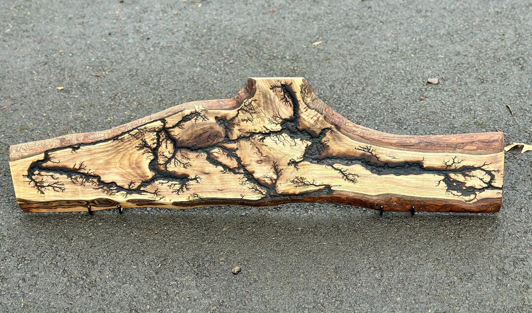 Rustic Gun Display Rack, Live Edge Wood, Fractal Burned, Man Cave, Gun ...