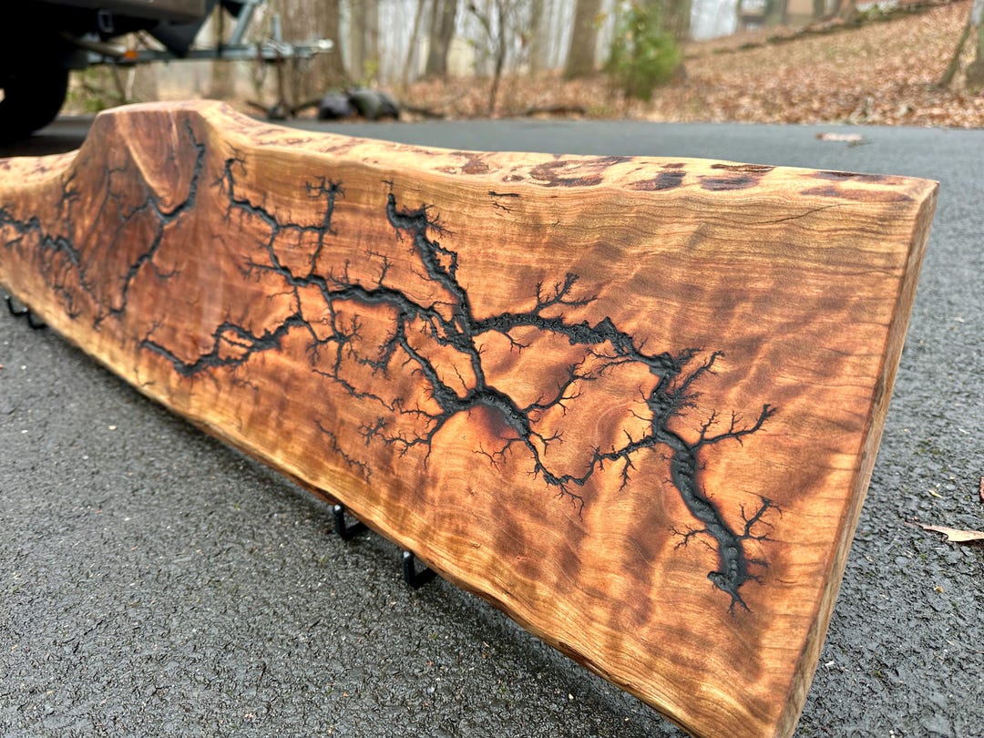 Rustic Gun Display Rack, Live Edge Wood, Fractal Burned, Man Cave, Gun ...
