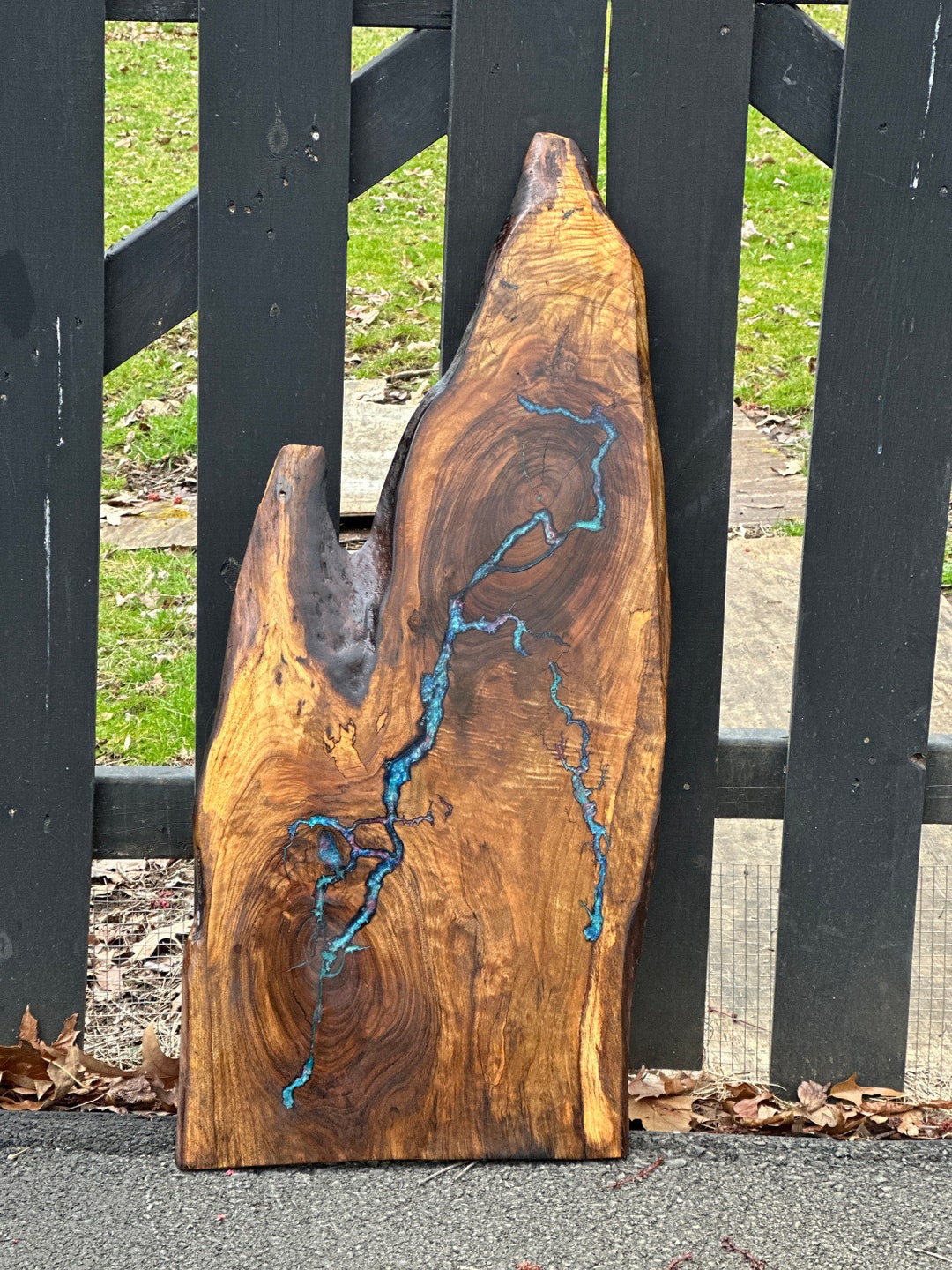 Blue Wall Art, Fluid Art, Abstract Wall Art, Natural Wood, English ...