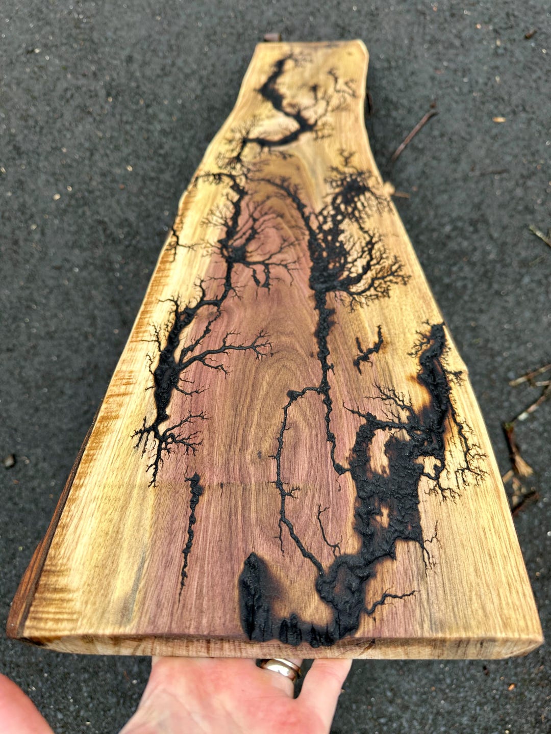 Live Edge Wood Display Board, Rustic Gun Display Rack, Fractal Burned ...