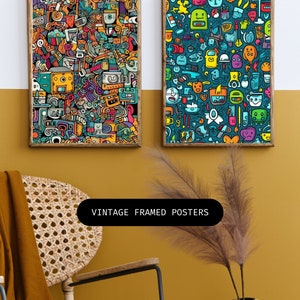 Colorful Doodle Art Seamless Pattern Downloadable Print - Etsy