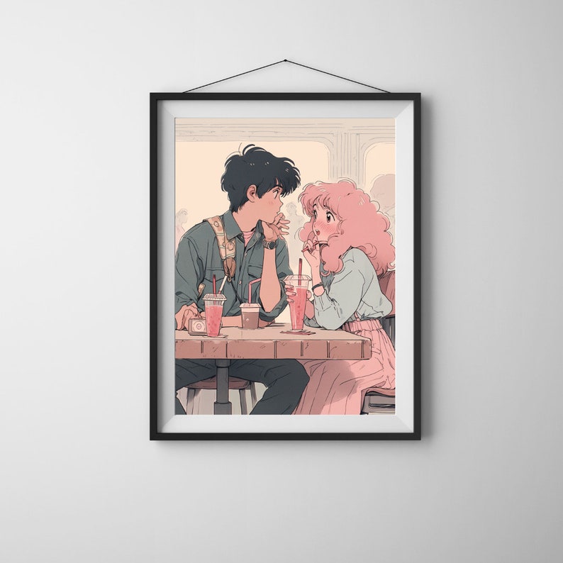 Cute Couple Art Couple Poster Romatic Art Romatic Couple Lovers Embrace ...