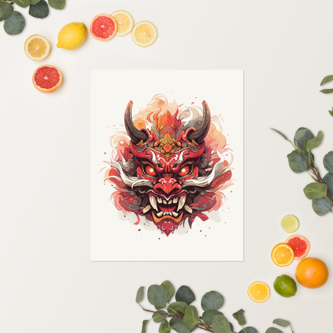 Demon Face Mask Poster Japanese Demon Mask Oni Demon Mask Mask Post Oni ...