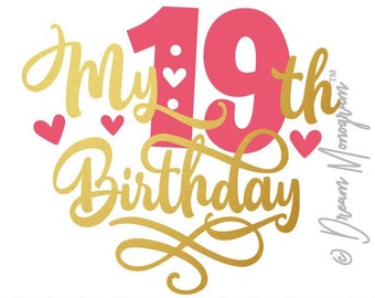 19th Birthday Svg | Etsy