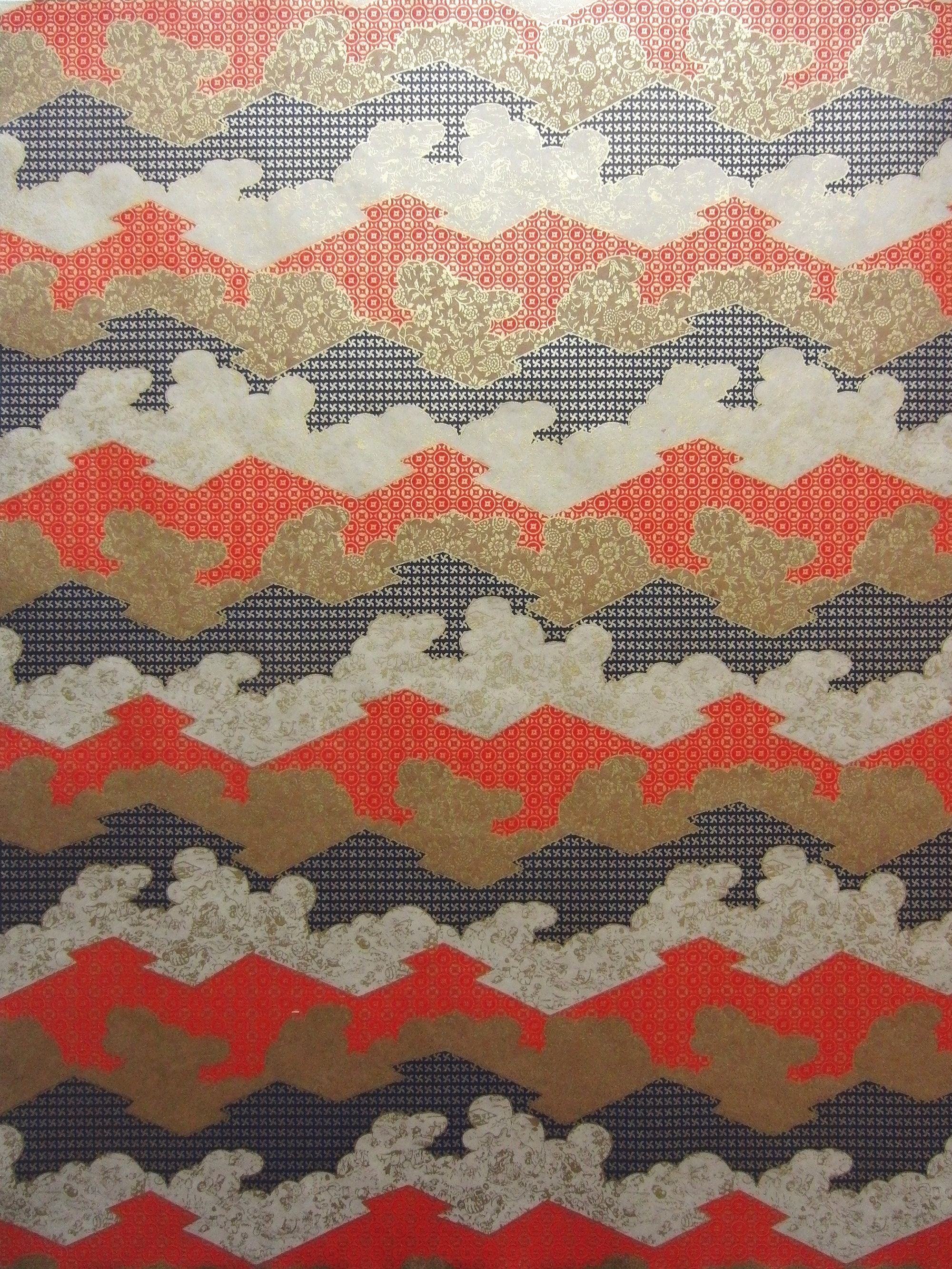 Japanese Paper Yuzen pattern Clouds. Red Blue Brown - Etsy