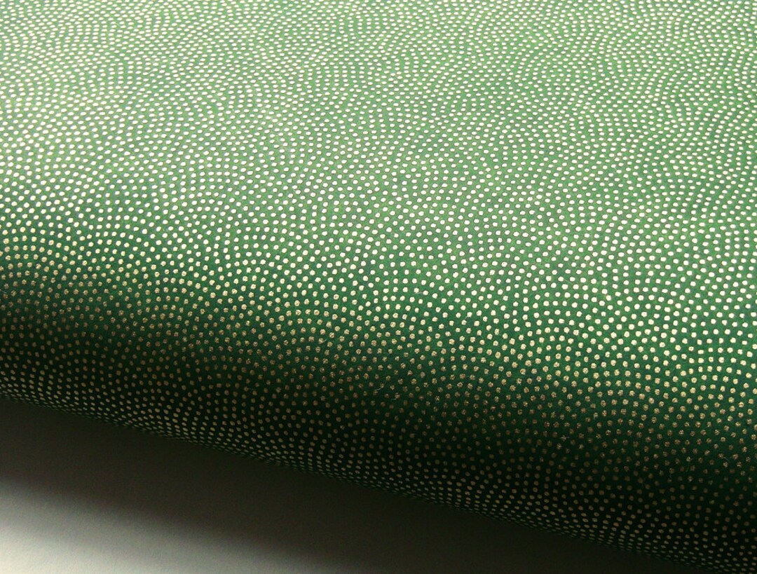 Japanese Paper Chiyogami Yuzen "samekomon - Sharkskin. Golden Dots on Dark Green" - Etsy