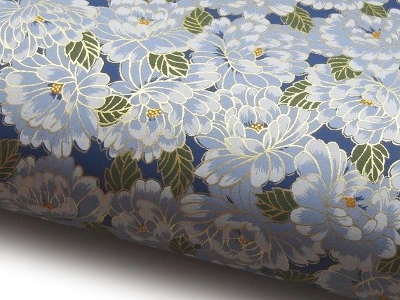 Japanese Paper Yuzen peonies. Blue on Blue. | Etsy