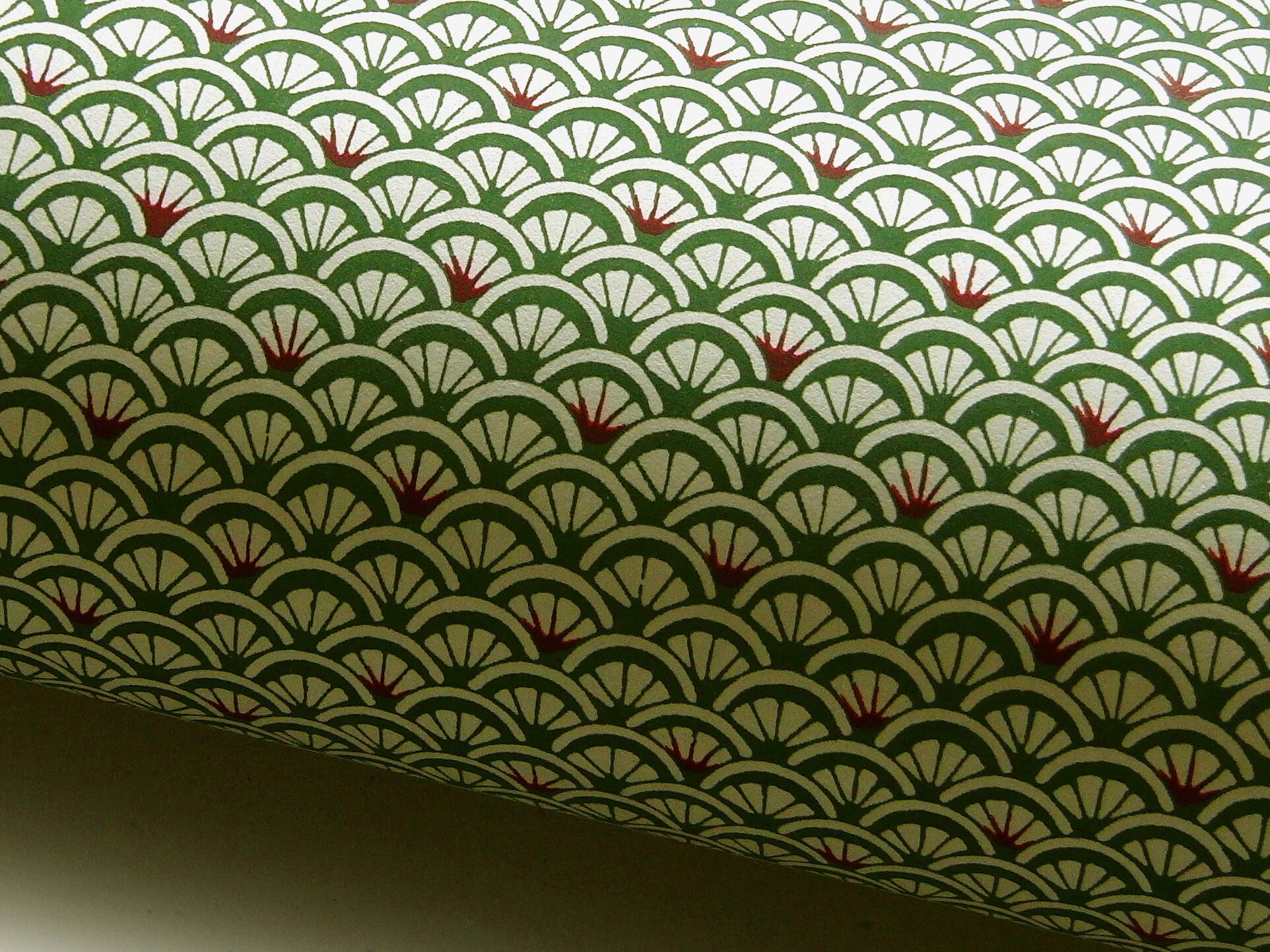 Japanese Paper Yuzen "sea of Chrysanthemums. Green and Bordeaux ...