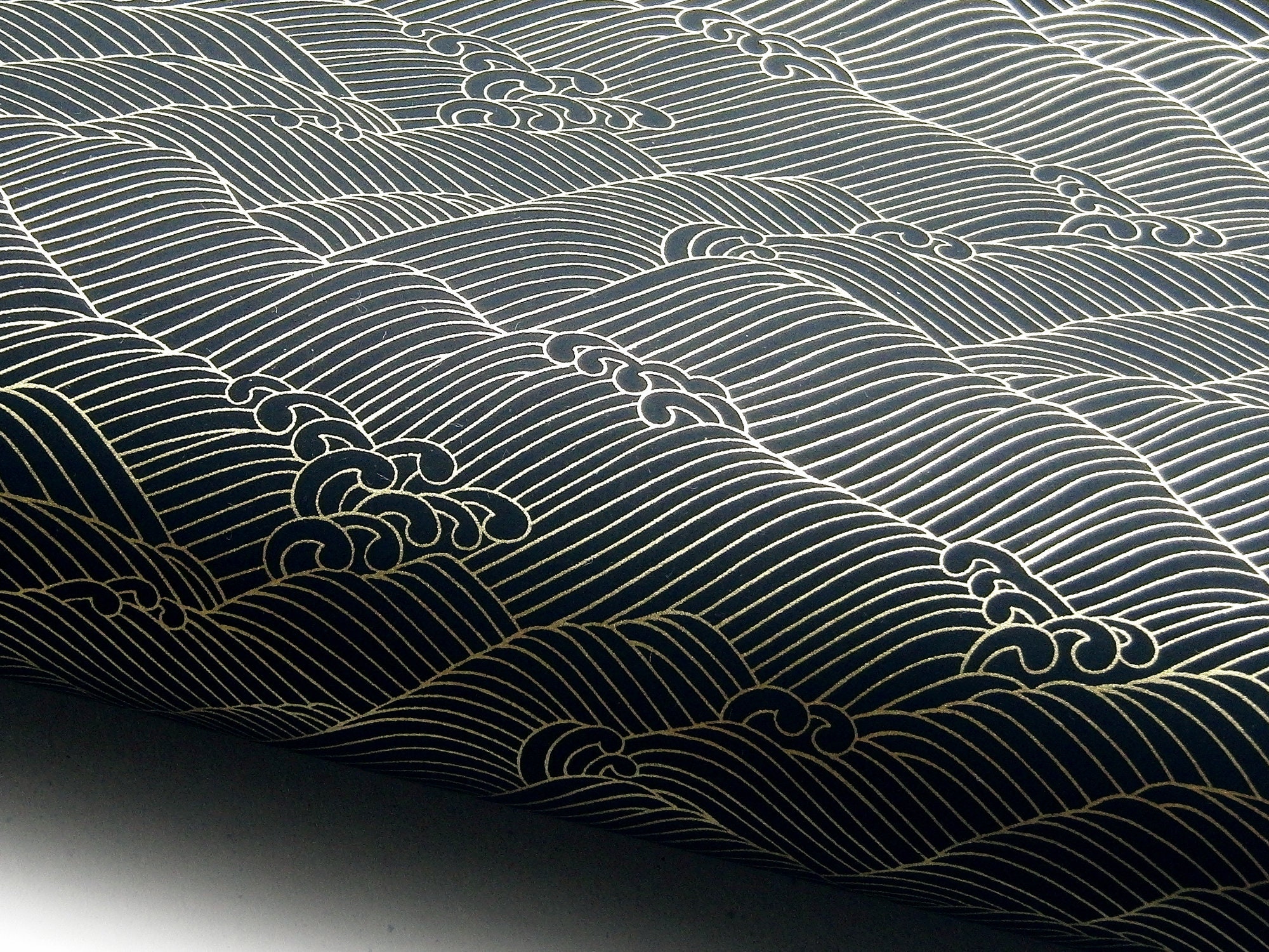 NEW Japanese Paper Yuzen waves. Gold on Black. - Etsy