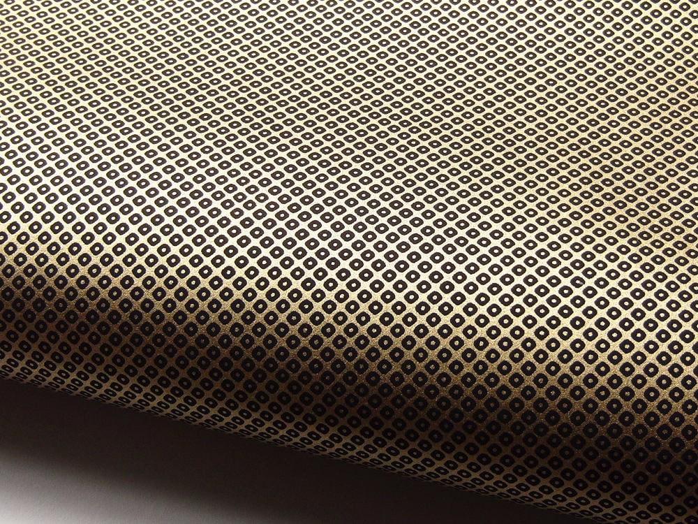 Japanese Paper Chiyogami Yuzen "kanoko - Fawn Pattern. Black on Gold ...