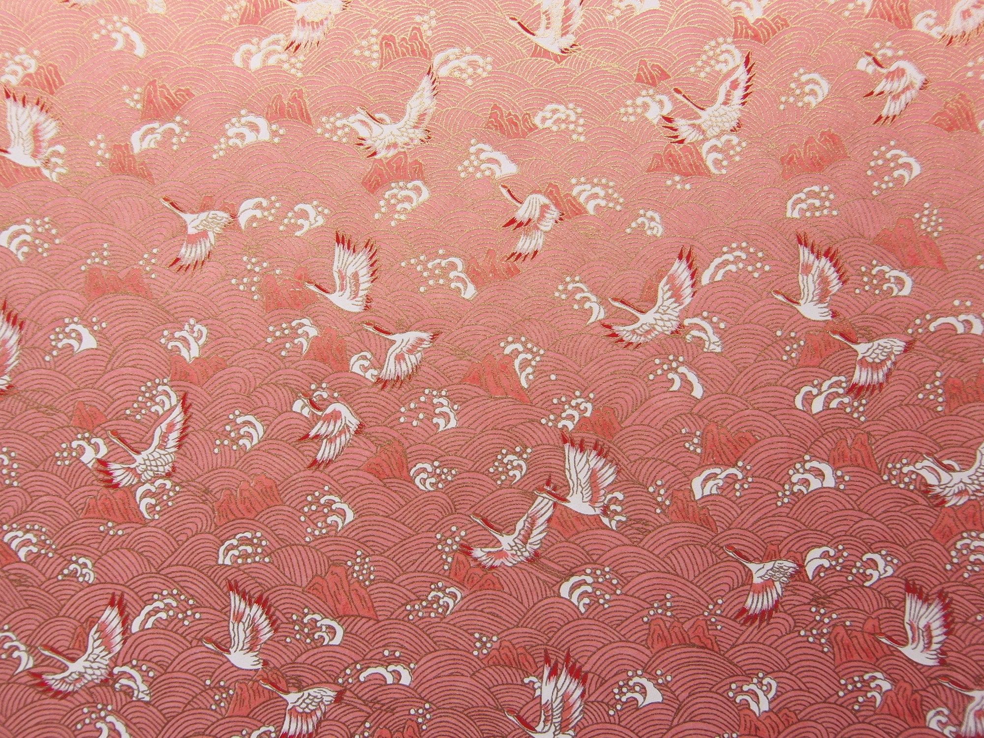 Japanese Paper Yuzen white Cranes Above Pink - Etsy