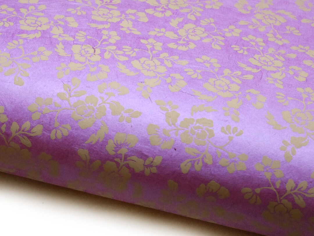 Lokta Paper "rose Tendril". Purple/light Grey. Handmade Nepalese Paper ...