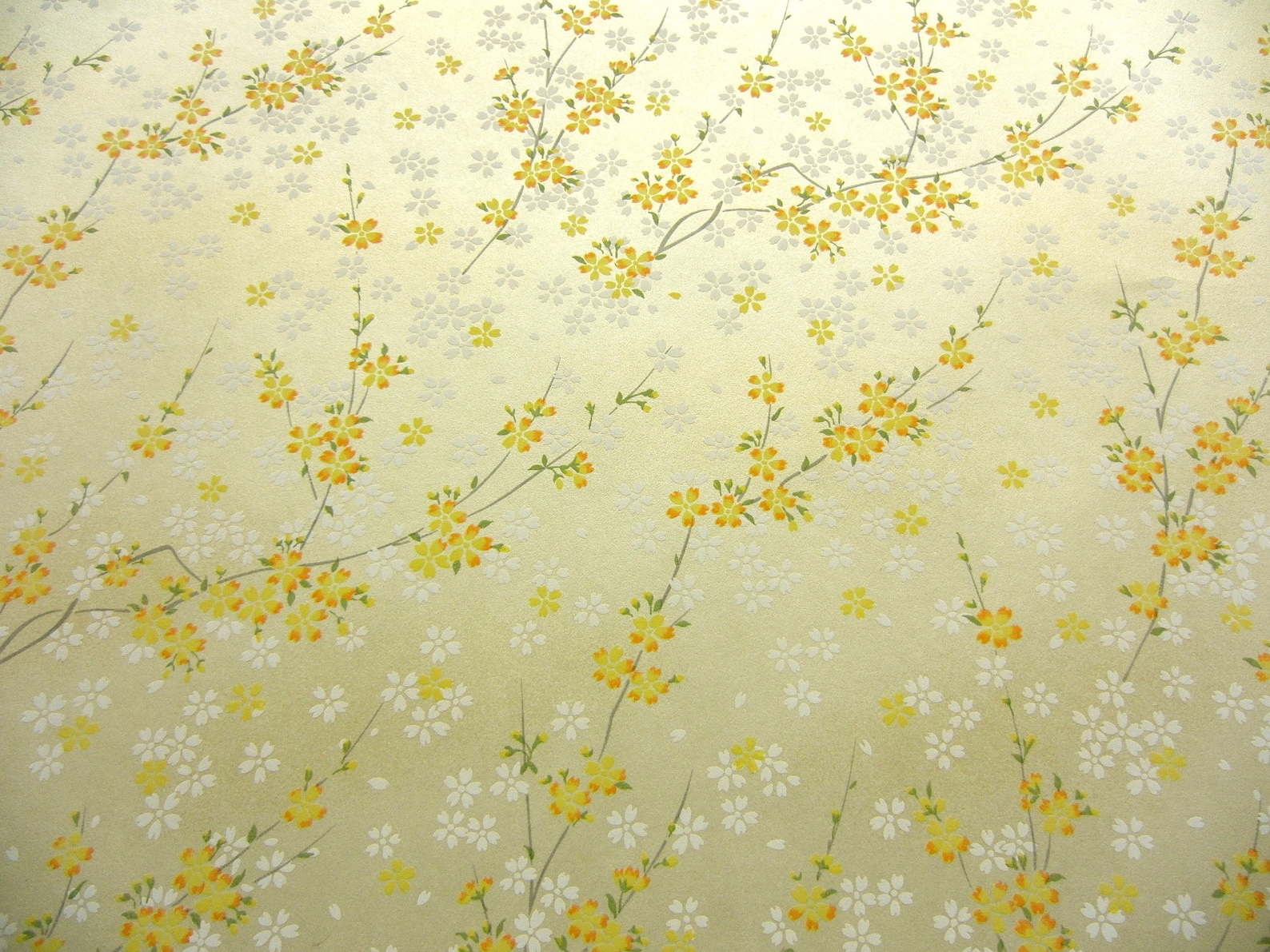 Japanese Paper Yuzen "white and Yellow Cherry Blossoms on Light Yellow ...
