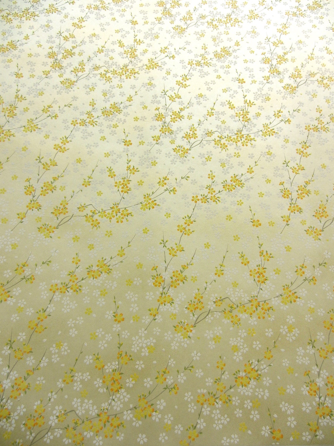 Japanese Paper Yuzen white and Yellow Cherry Blossoms on - Etsy