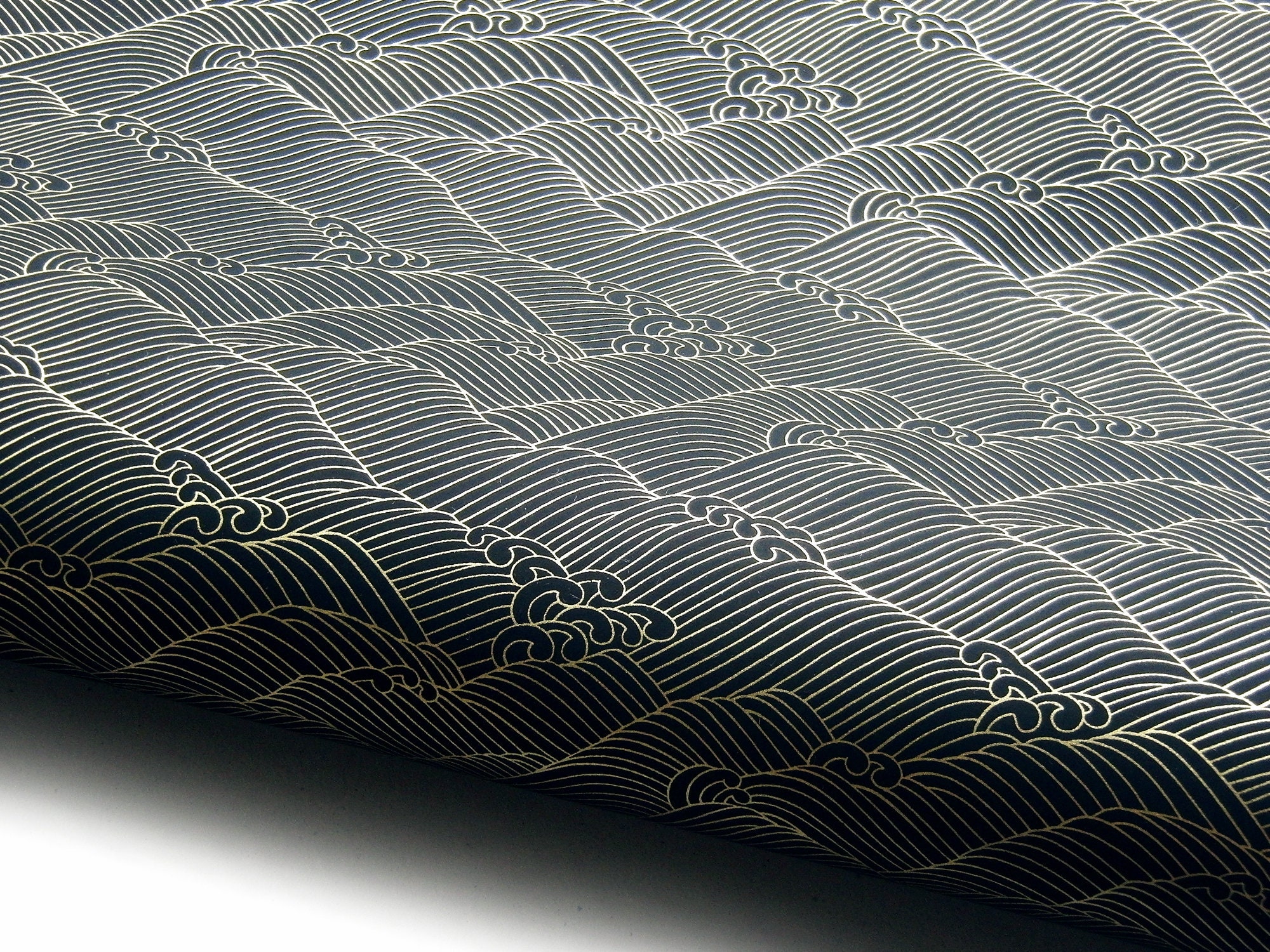 NEW Japanese Paper Yuzen waves. Gold on Black. - Etsy