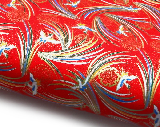 Japanese Paper Yuzen white Cranes Above Pink Ocean. Chiyogami - Etsy