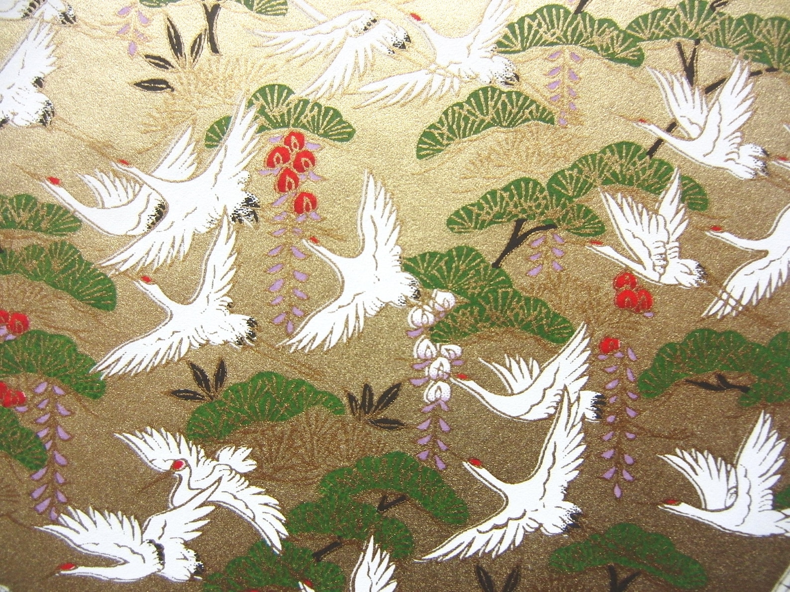 NEW Japanese Paper Yuzen cranes Japanese Pine and - Etsy