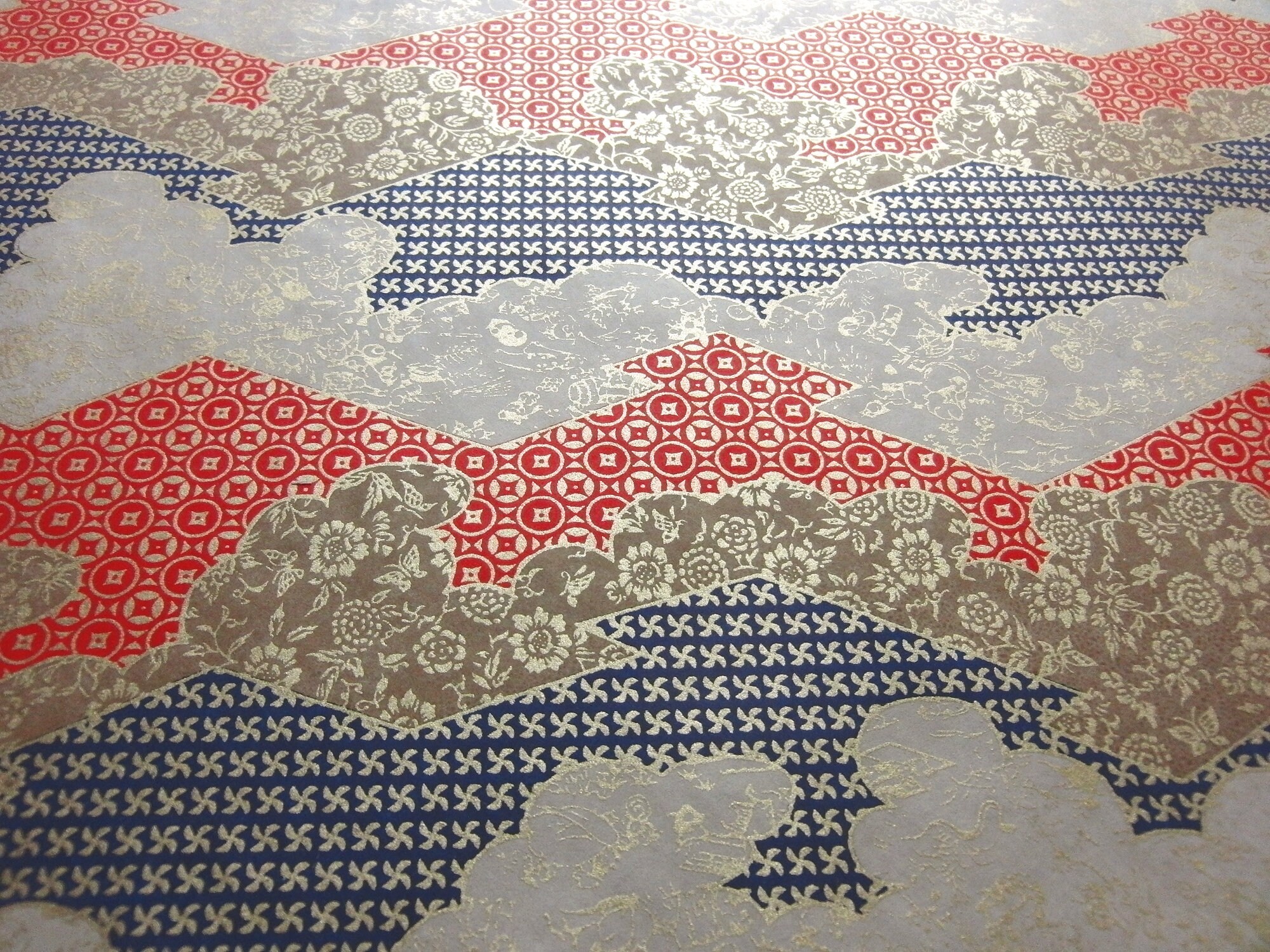 Japanese Paper Yuzen pattern Clouds. Red Blue Brown - Etsy
