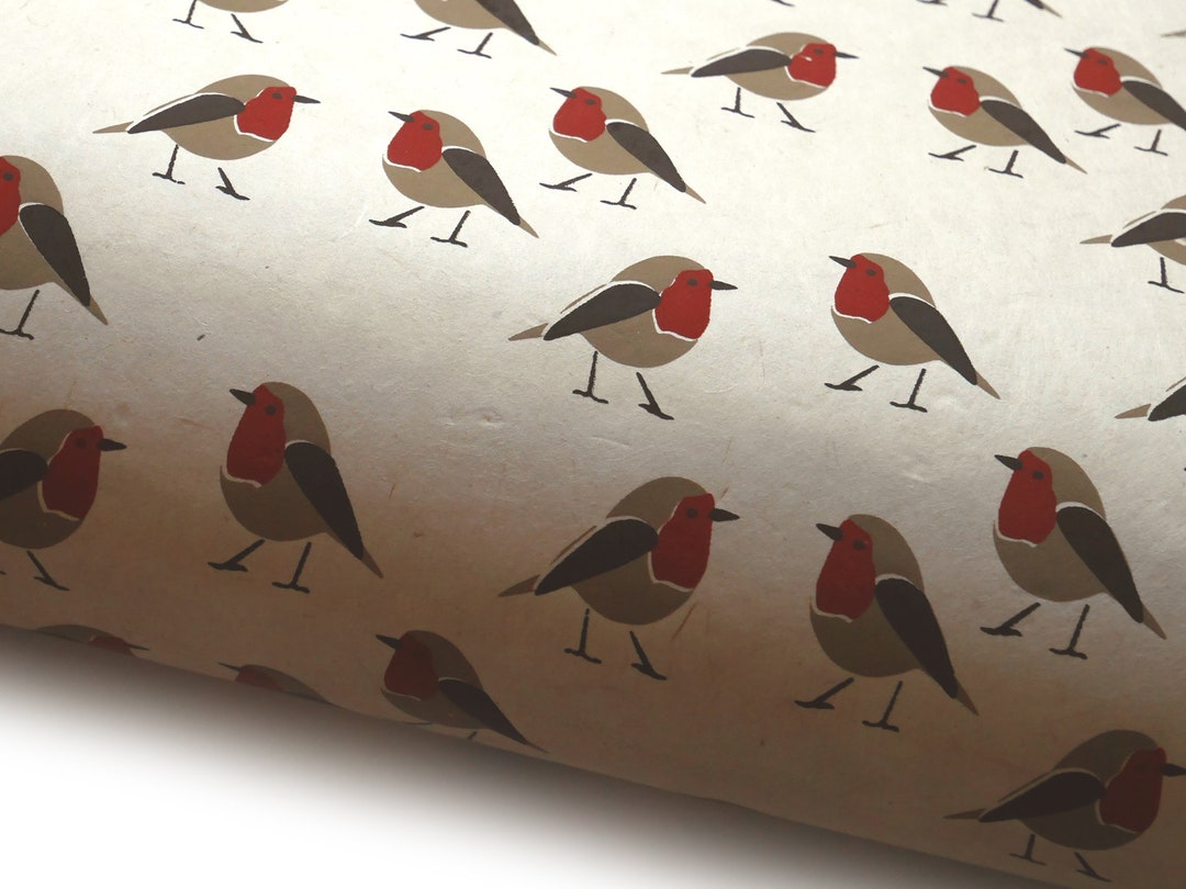 Lokta Paper "robin". Natural White/grey/red/black. Handmade Nepalese ...