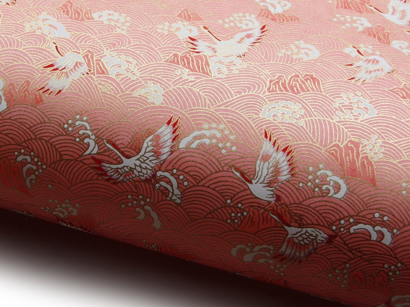Japanese Paper Yuzen white Cranes Above Pink - Etsy