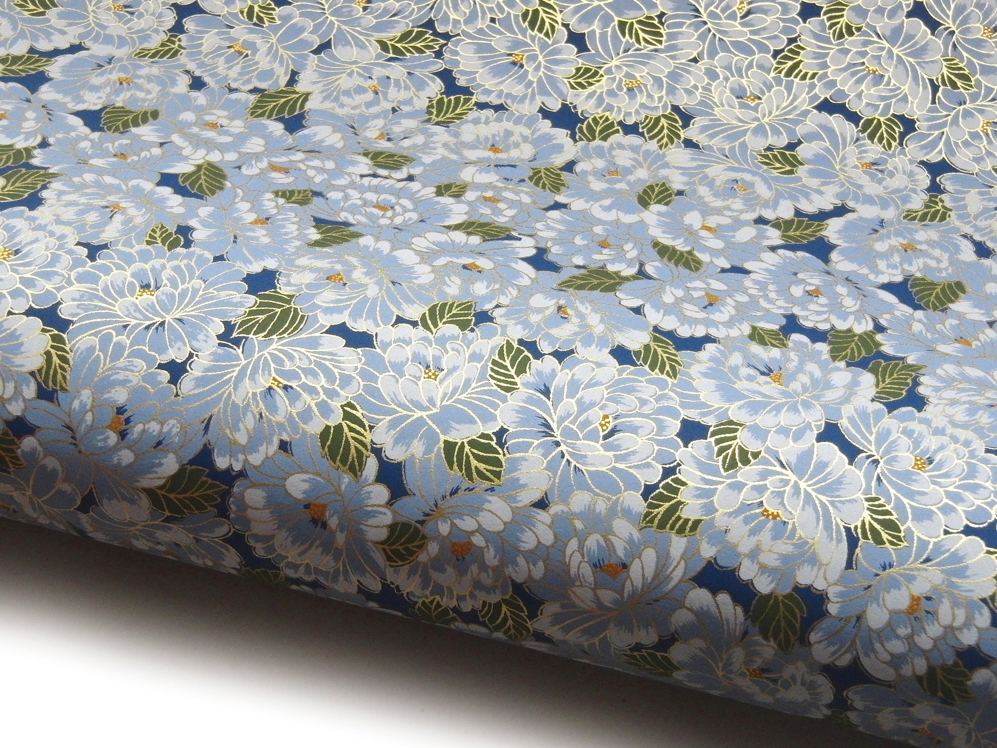 Japanese Paper Yuzen peonies. Blue on Blue. - Etsy