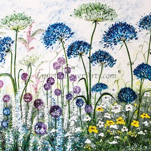 Giclée Print-blue Agapanthus Print-lynette Bower-alliums-hedge Parsley ...