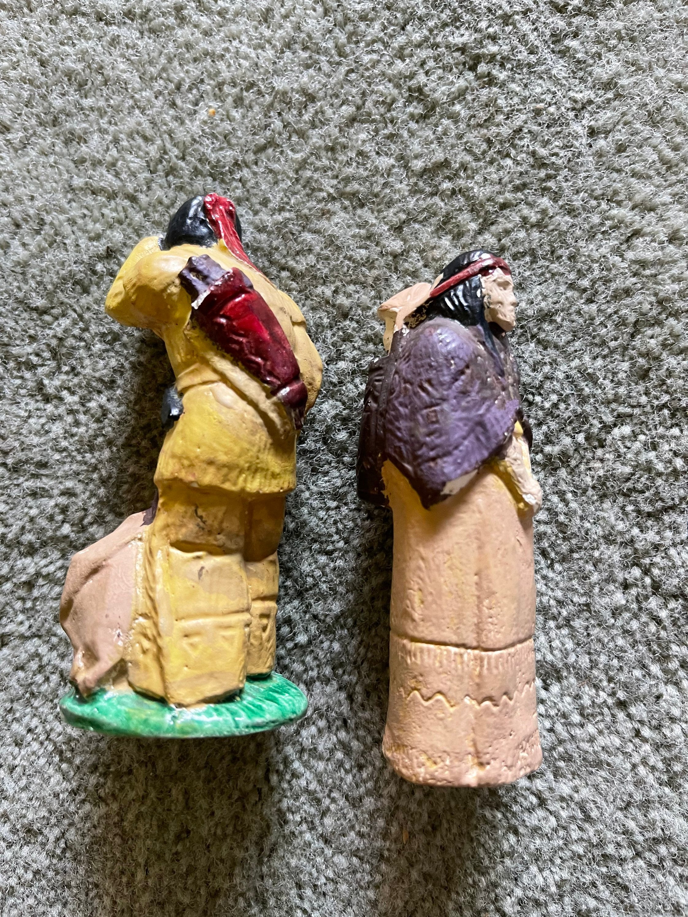 Two Native American Indian Chalk Ware or P of P Figures - Etsy