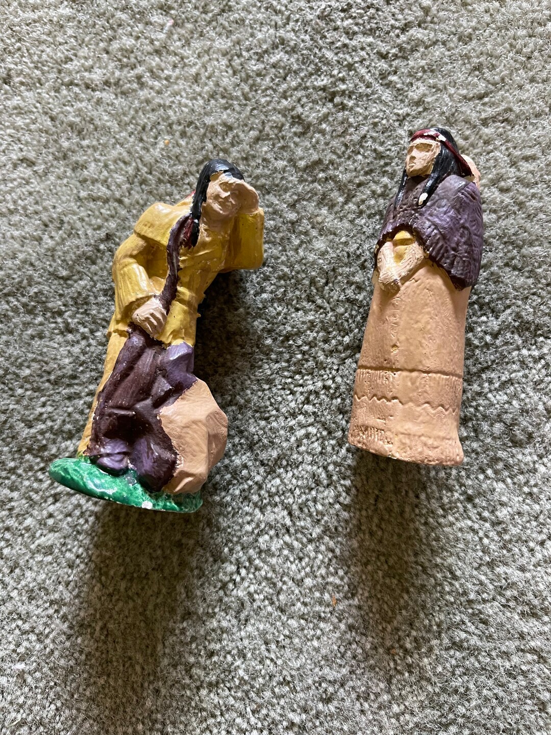 Two Native American Indian Chalk Ware or P of P Figures - Etsy