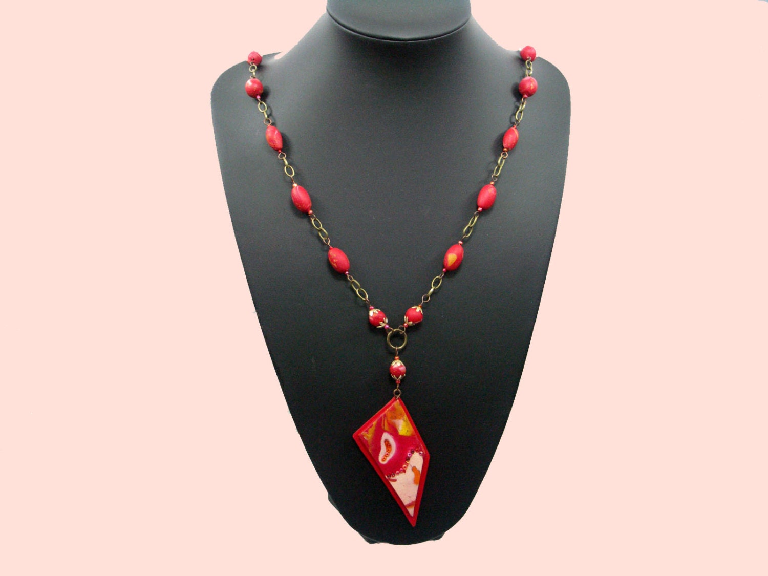 lange halsketting met hanger met bijpassende oorbellen en | Etsy