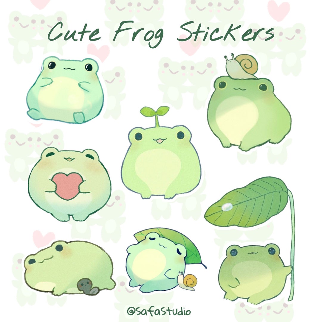 Cute Frog Sticker Pack Waterproof Etsy