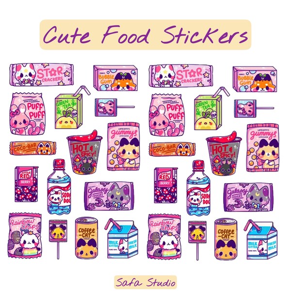 Cute Food Stickers - Etsy
