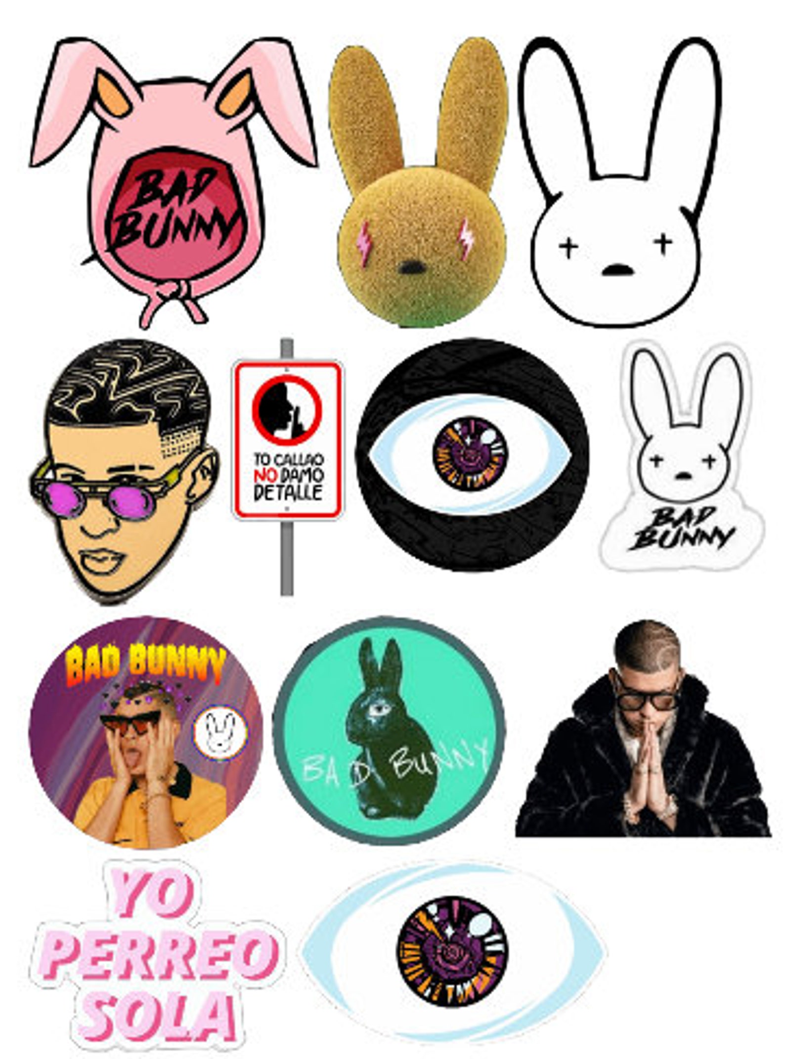 Bad Bunny Sticker Pack Impermeable - Etsy México