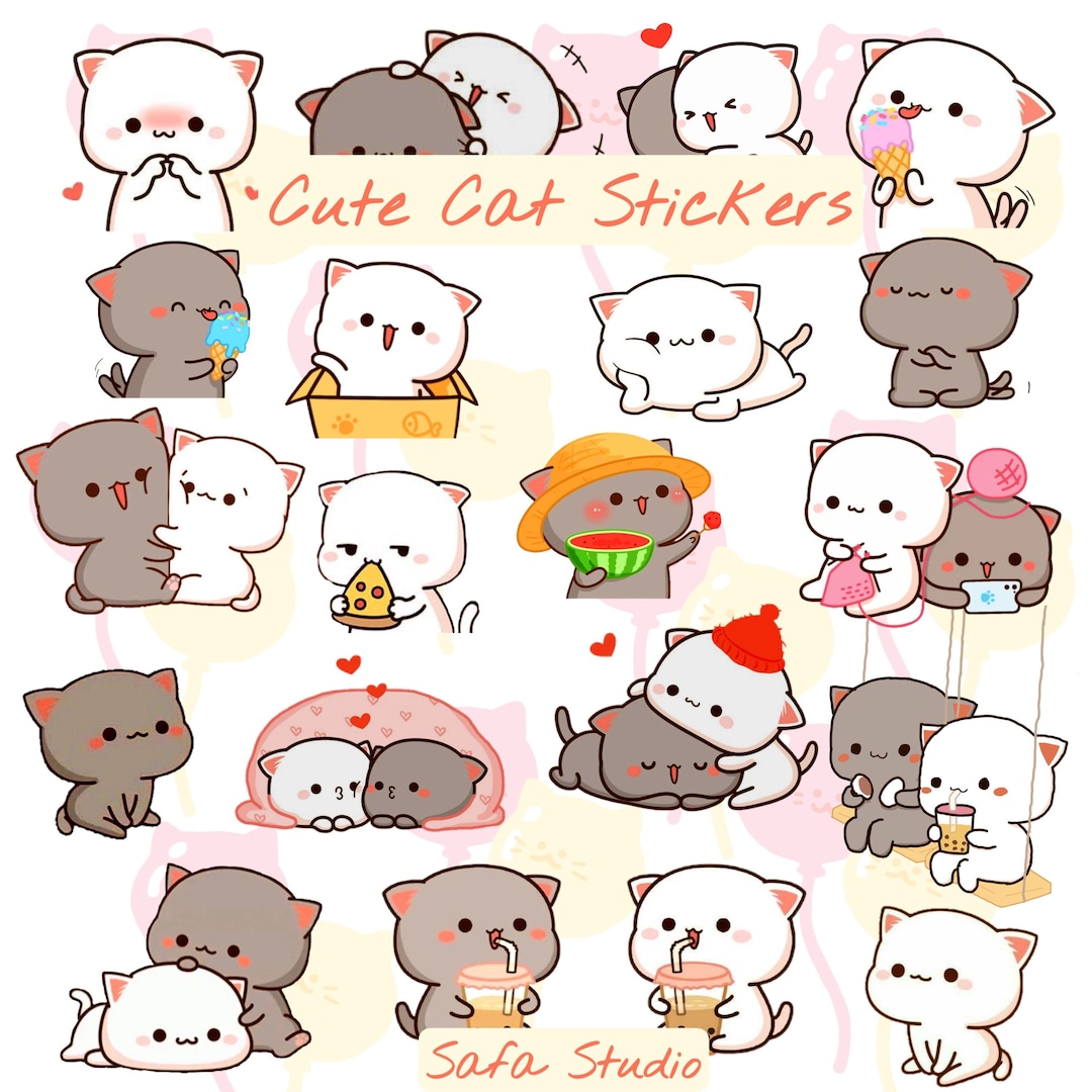 Cute Cats Sticker Pack waterproof - Etsy
