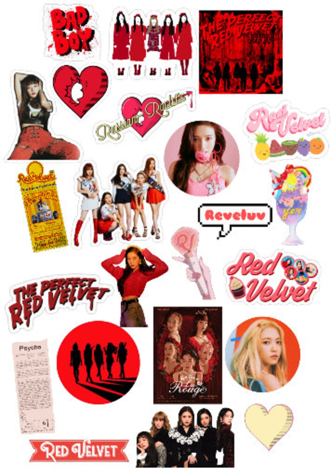 Red Velvet Sticker Pack waterproof - Etsy India