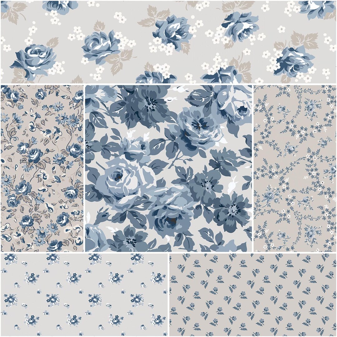 Serenity Blues Taupe Fat Quarter Bundle by Gerri Robinson for Riley ...